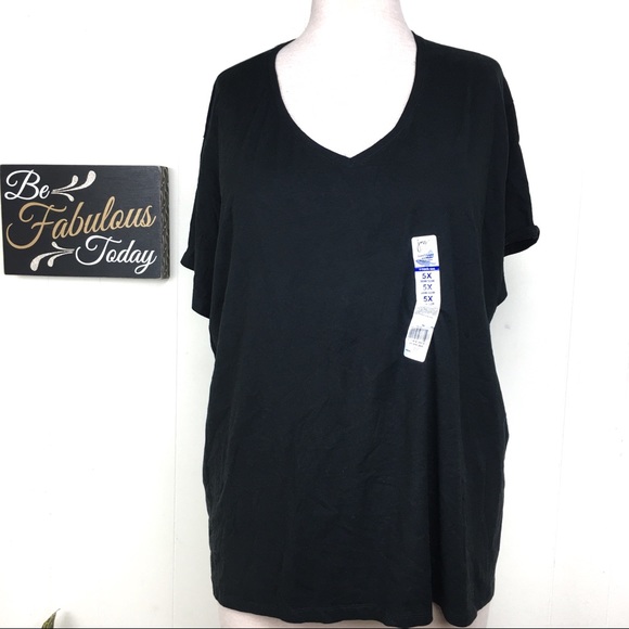 Faded Glory | Tops | Nwt Jms Black 0 Cotton Vneck Tshirt 5x | Poshmark